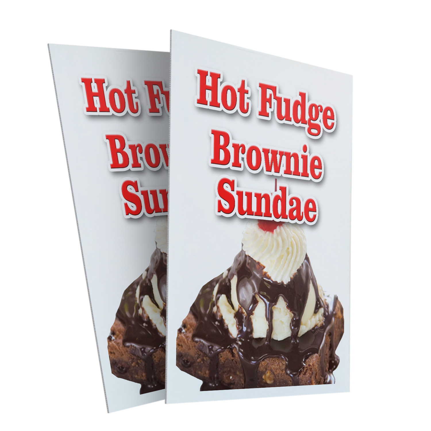 Hot Fudge Brownie Sundae (2-PACK) 24" x 36" Plastic Signs | Sign Insert ...