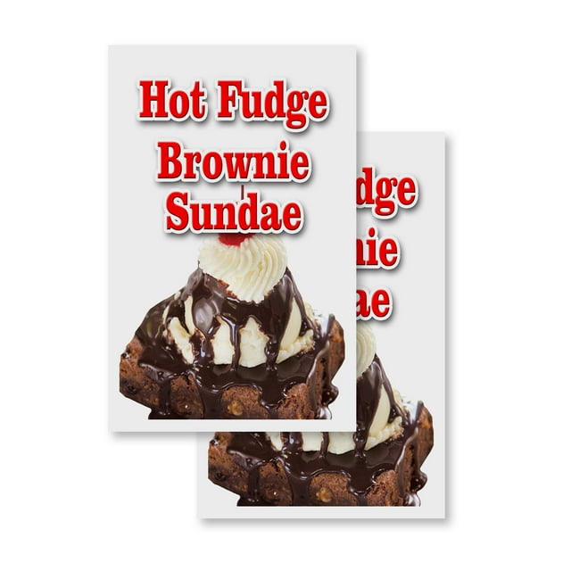 Hot Fudge Brownie Sundae (2-PACK) 24" x 36" Vinyl Decals | Sign Insert ...