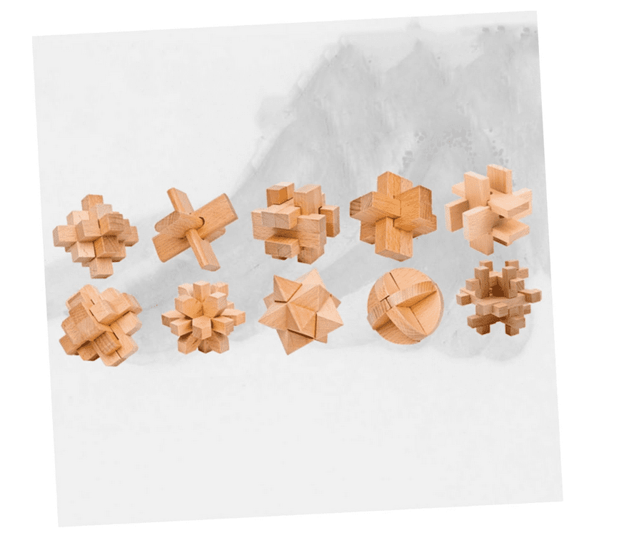 Hot!Funny Ming Lock Puzzle Wooden Cube Unlock Puzzle Game Enhances ...