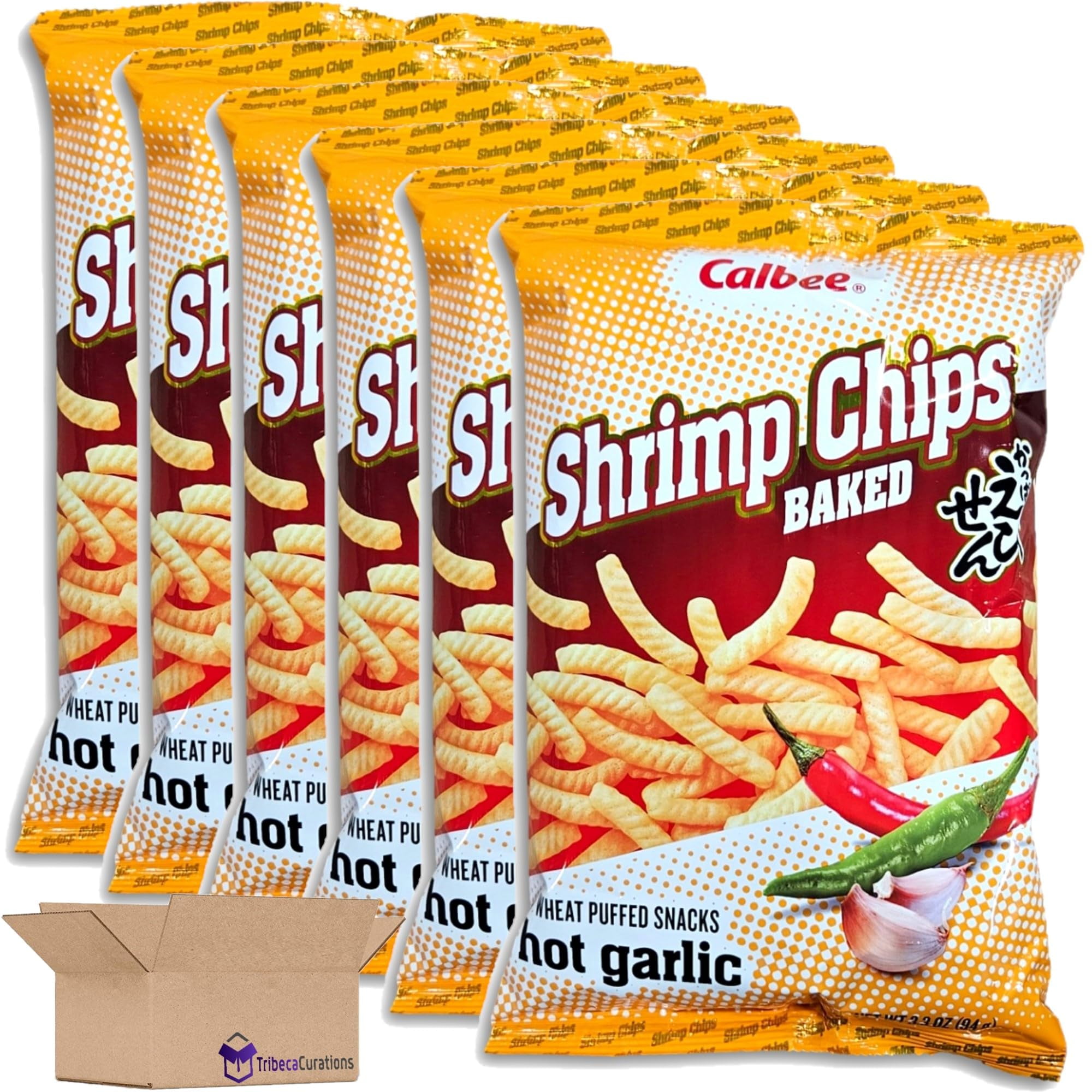 Hot Garlic Baked Shrimp Chips by Calbee Value Pack 3.3 Ounce Bag | Pack ...