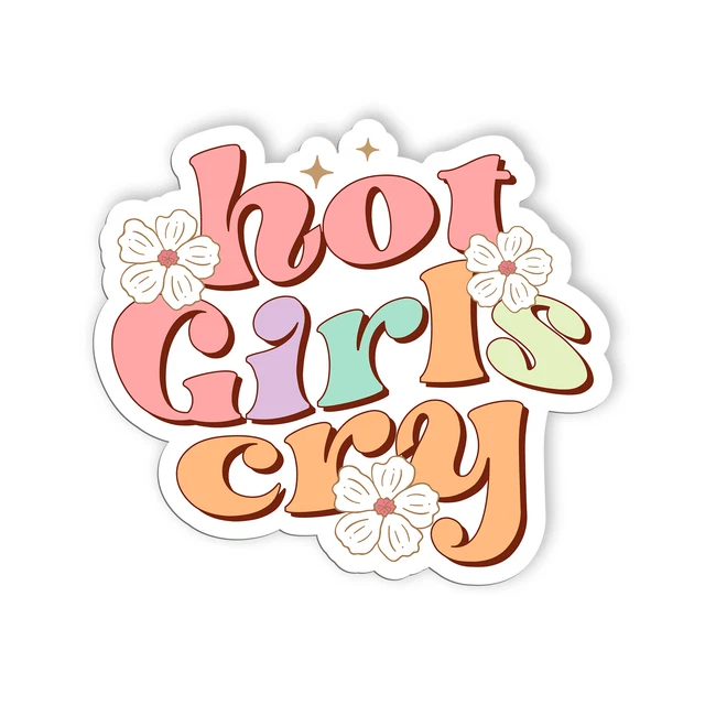 Hot Girl Cry Stickers Positive Quotes Stickers Phone Decal Water Bottle ...