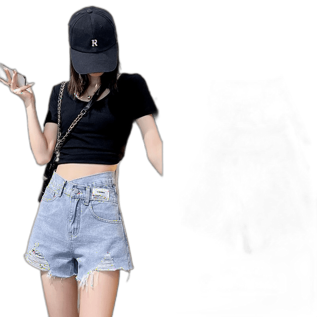 Hot Girl Denim Shorts, Women'S Summer High Waist Thin Design A -Line ...