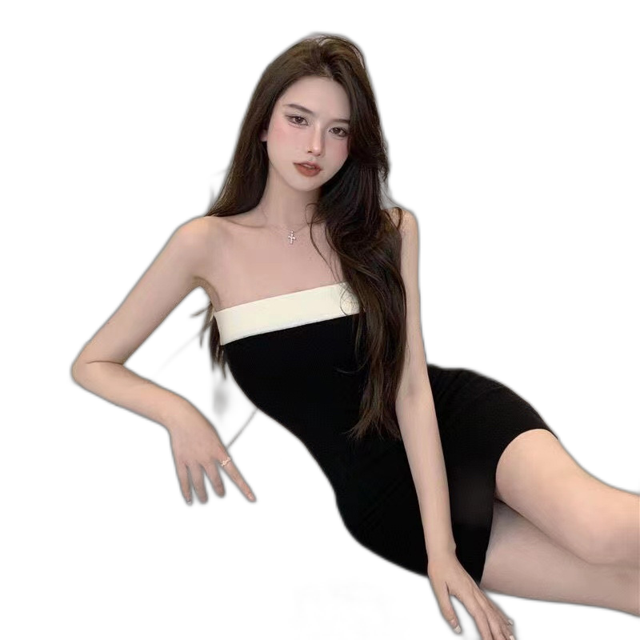 Hot Girl Sexy Style Sexy Clavicle Tube Top Slim Fit Temperament Tight