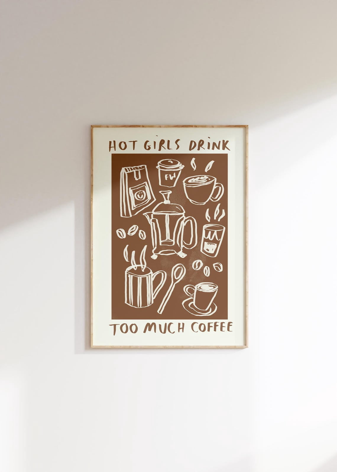 Hot Girls Drink Coffee Wall Print Illustrated Wall Art Coffee Tea Lover ...