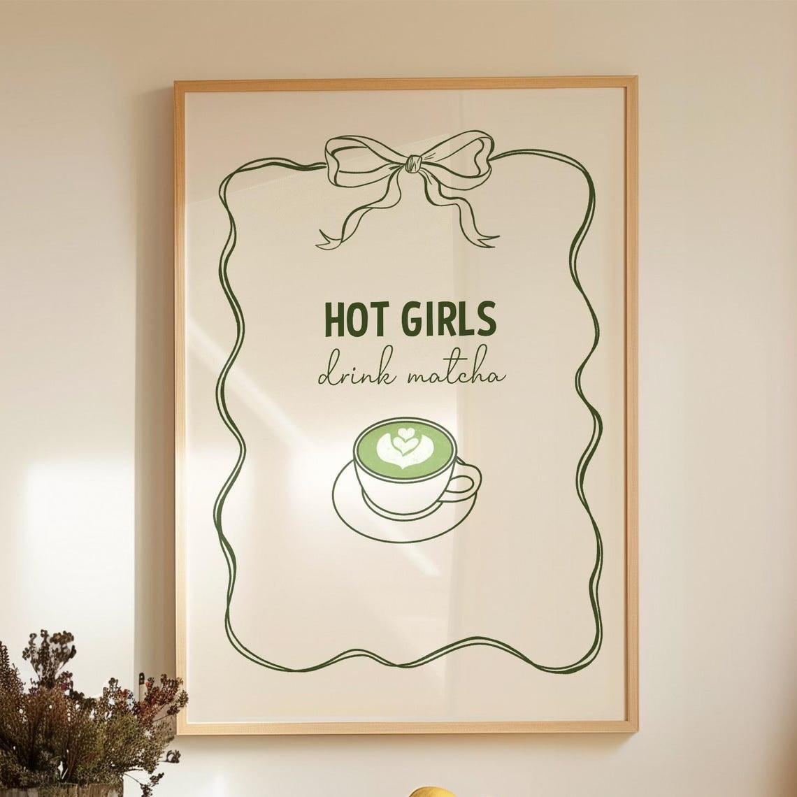 Hot Girls Drink Matcha, Matcha Art Poster, Cute Matcha Wall Art, Café ...