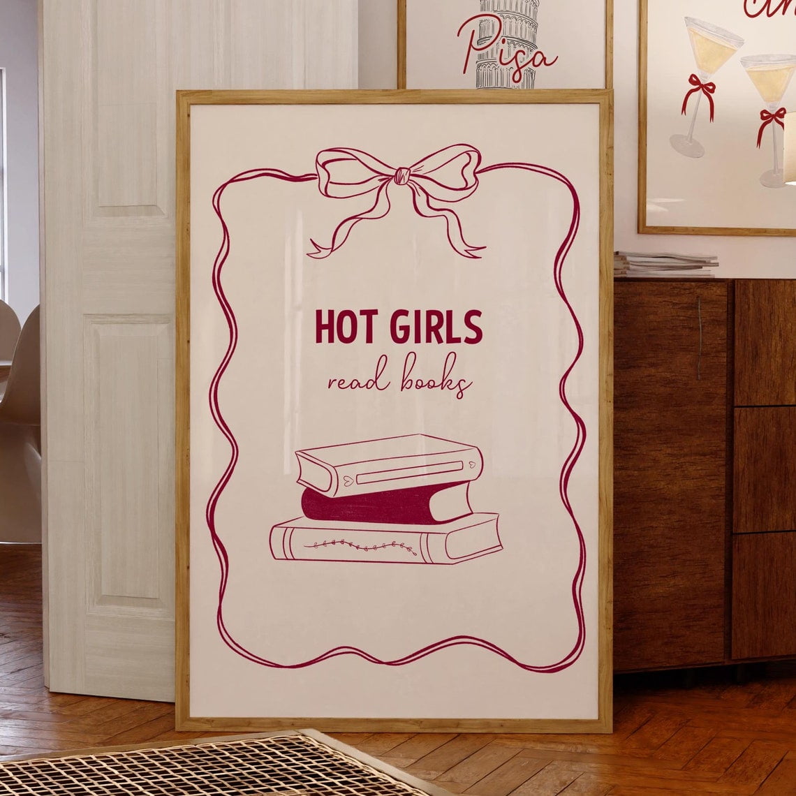 Hot Girls Read Books Print, Trendy Wall Art, Book Lover Poster, Girly ...