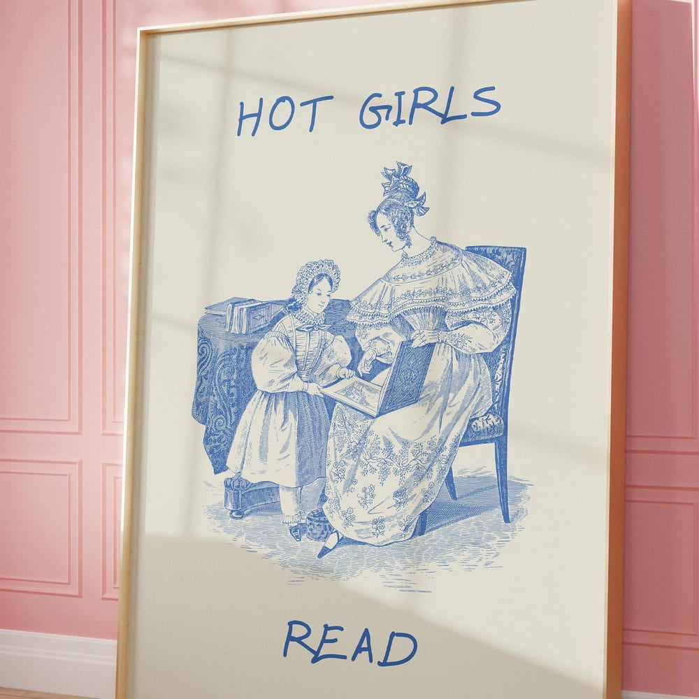 Hot Girls Read Print: Funny Girly Bedroom Decor, Book Lover Gift ...