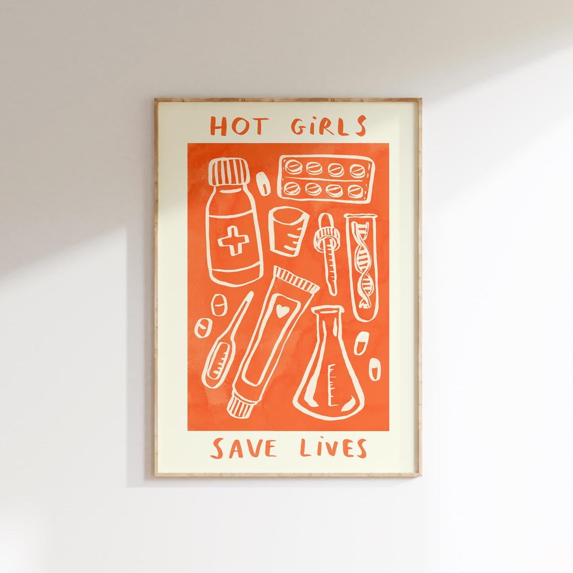 Hot Girls Save Lives Wall Print - Pharmacist Healthcare Illustration ...