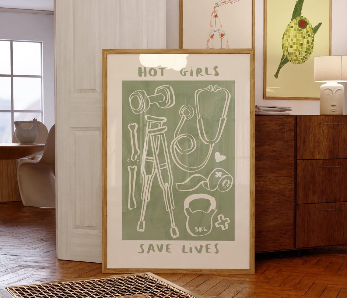 Hot Girls Save Lives Wall Print - Physiotherapy Healthcare Illustration ...