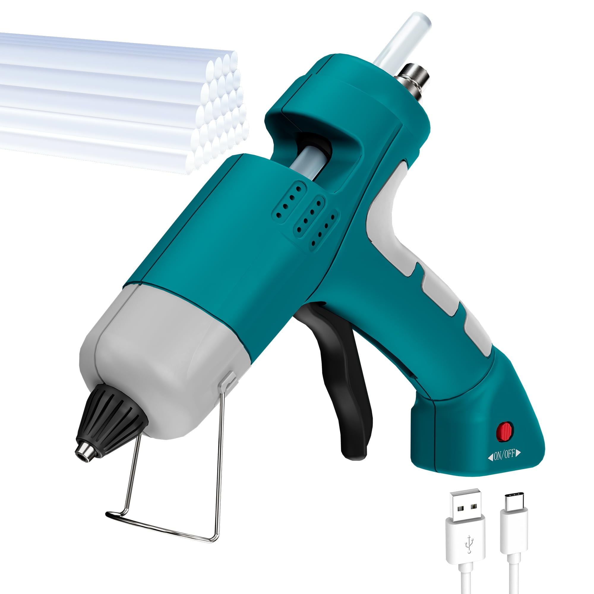 Hot Glue Gun with 30 Glue Sticks Set,Fast Preheating Rechargeable 20W ...