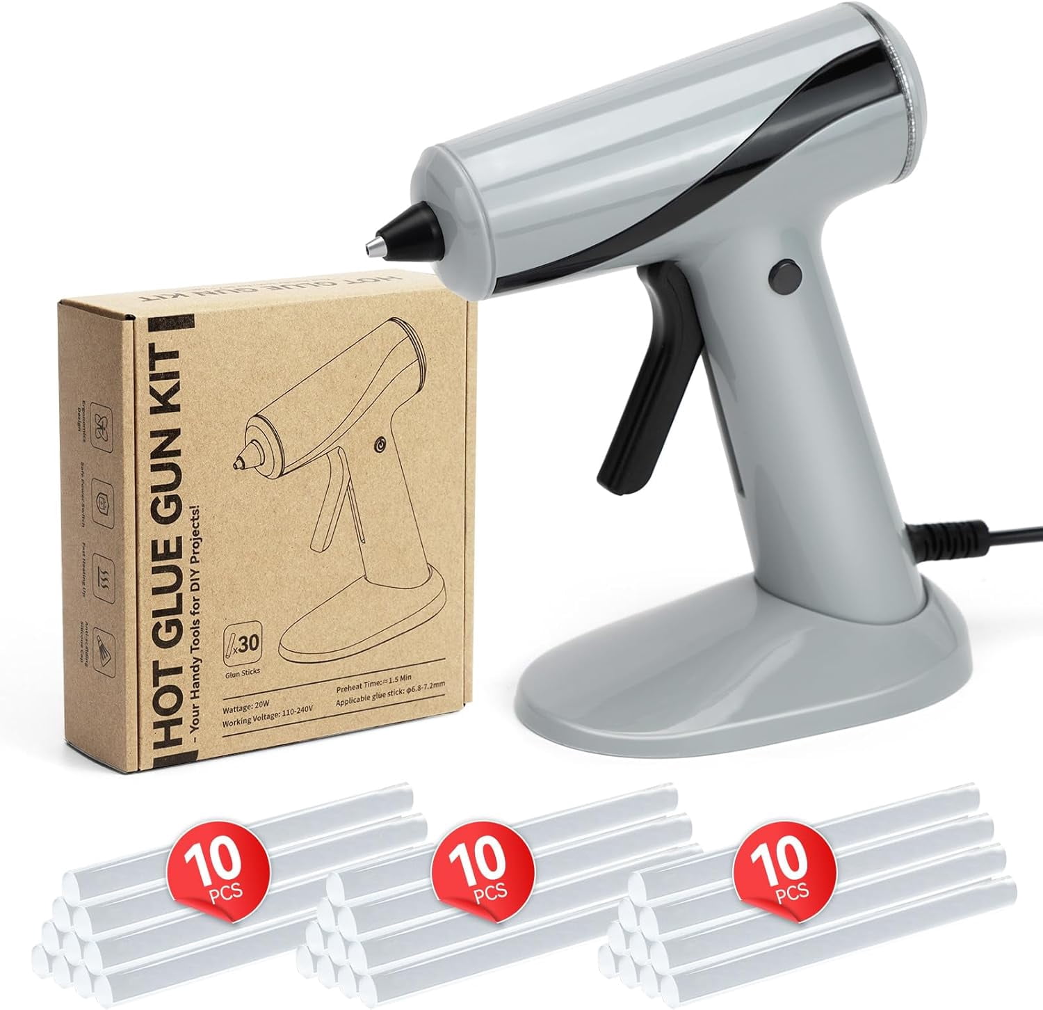 Hot Glue Gun with 30 Glue Sticks, Fast Preheating Glue gun and sticks ...