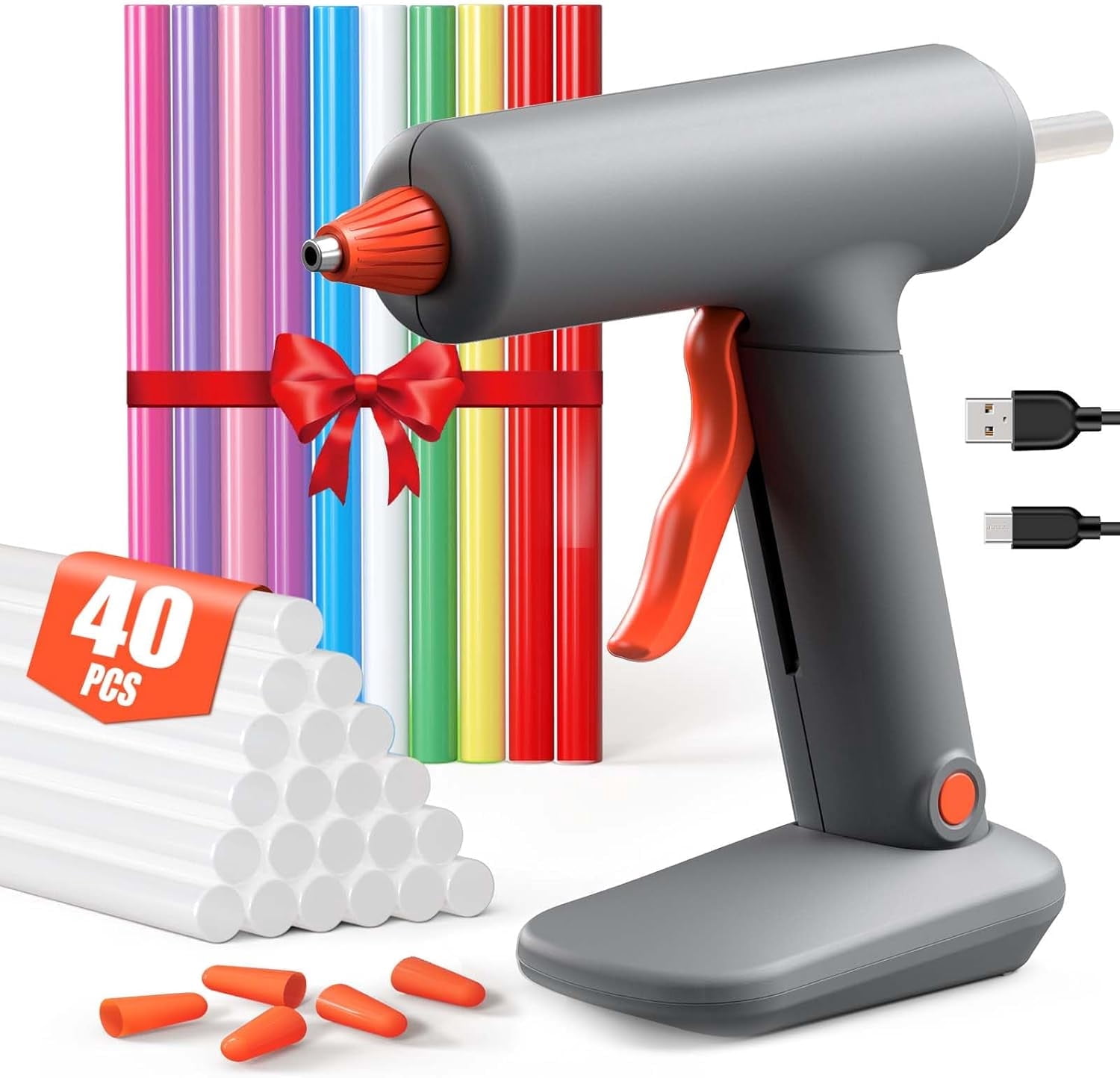 Cordless Hot Glue Gun and Sticks Set, Fast Preheating with 3Ah Built-in ...
