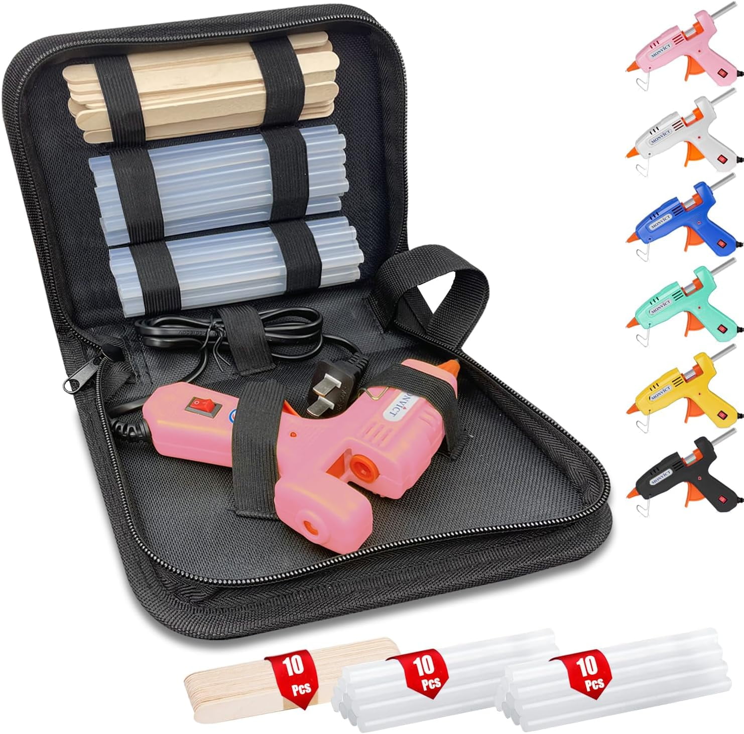 Hot Glue Gun Kit, Mini Pink with Carrying Case,20 Pcs Premium Sticks ...