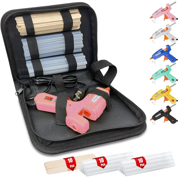Hot Glue Gun Kit, Mini Pink with Carrying Case,20 Pcs Premium Sticks ...