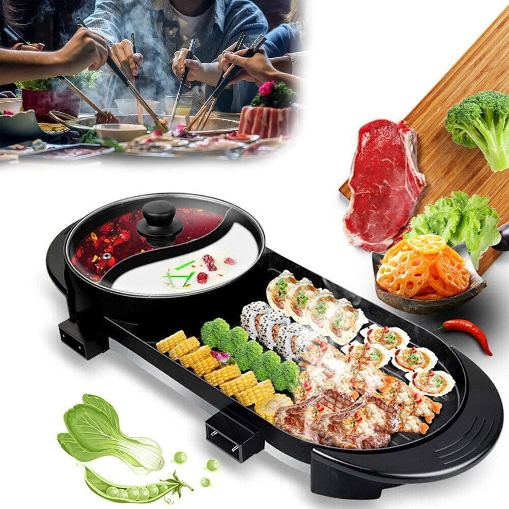 Hot and Grill, 2 In 1 Electric Hot Grill Cooker with Dual Temperature ...