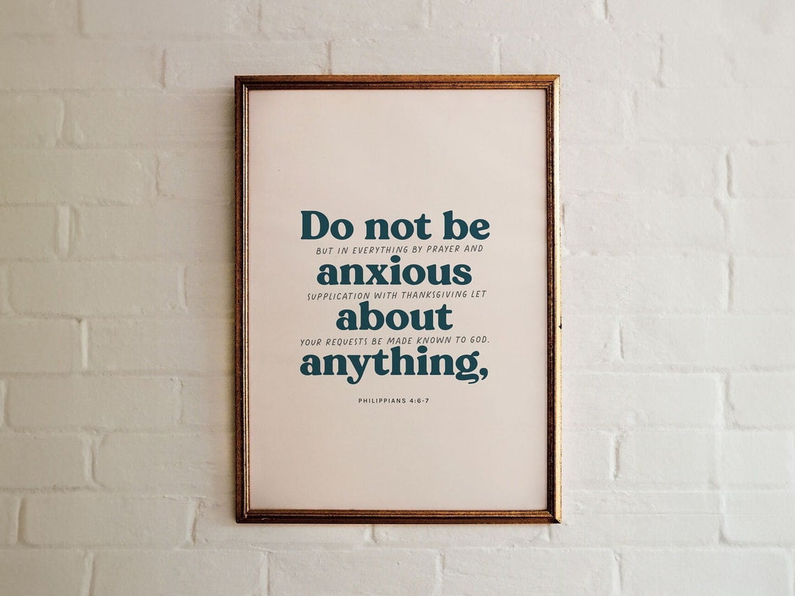 Philippians 4 6 7 Scripture Wall Art, Be Anxious For Nothing, Bible ...
