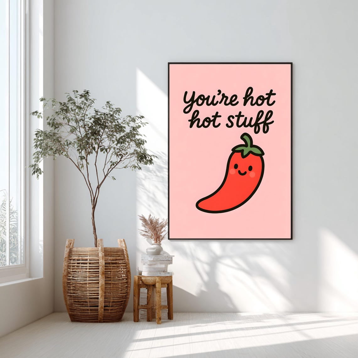 You'Re Hot Hot Stuff Poster, Cute Chili Pepper Wall Art, Dopamine Decor ...
