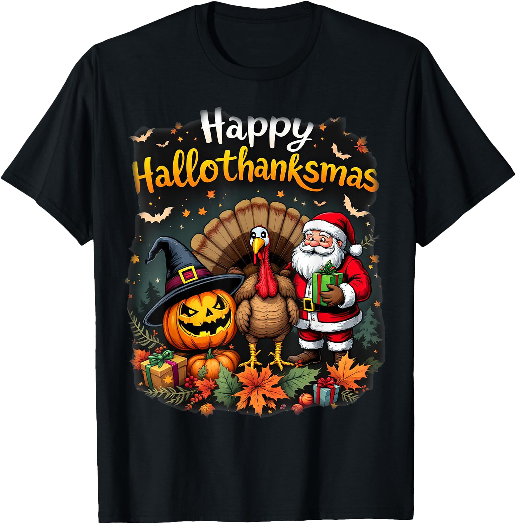 Hot Kiraa Tee With Happy Hallothanksmas For Halloween Thanksmas Holiday ...
