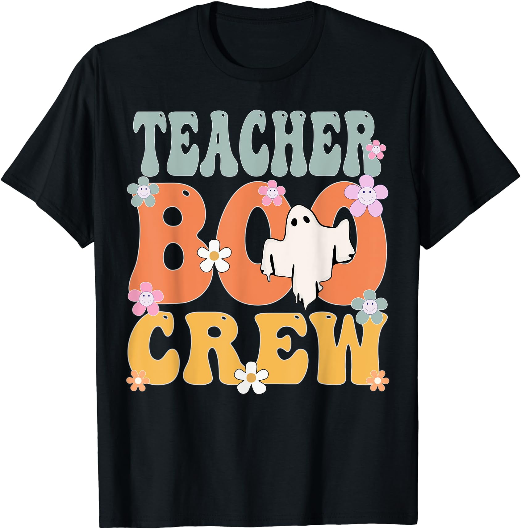 Hot Kiraa Tee With Teacher Boo Crew Ghost Retro Groovy Halloween For S ...