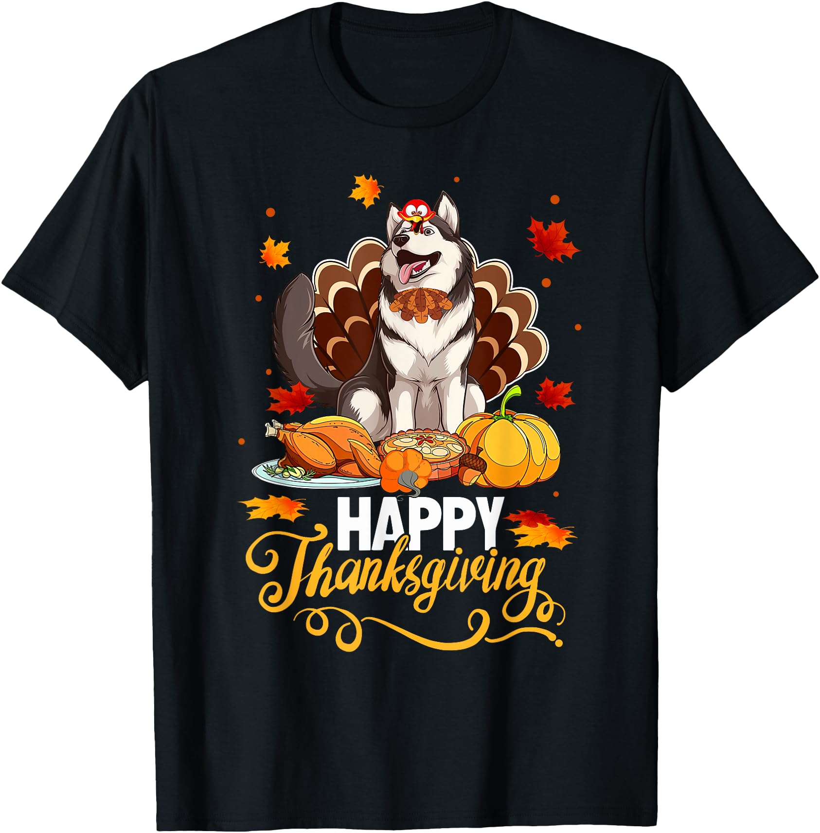 Hot Kiraa Tee With Unisex-Adults & Dog Lovers Cute Husky Turkey Happy ...