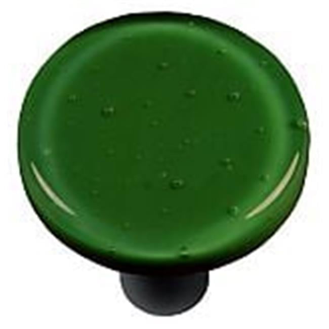 Hot Knobs Dark Forest Green Round Glass Cabinet Knob - Black Post ...