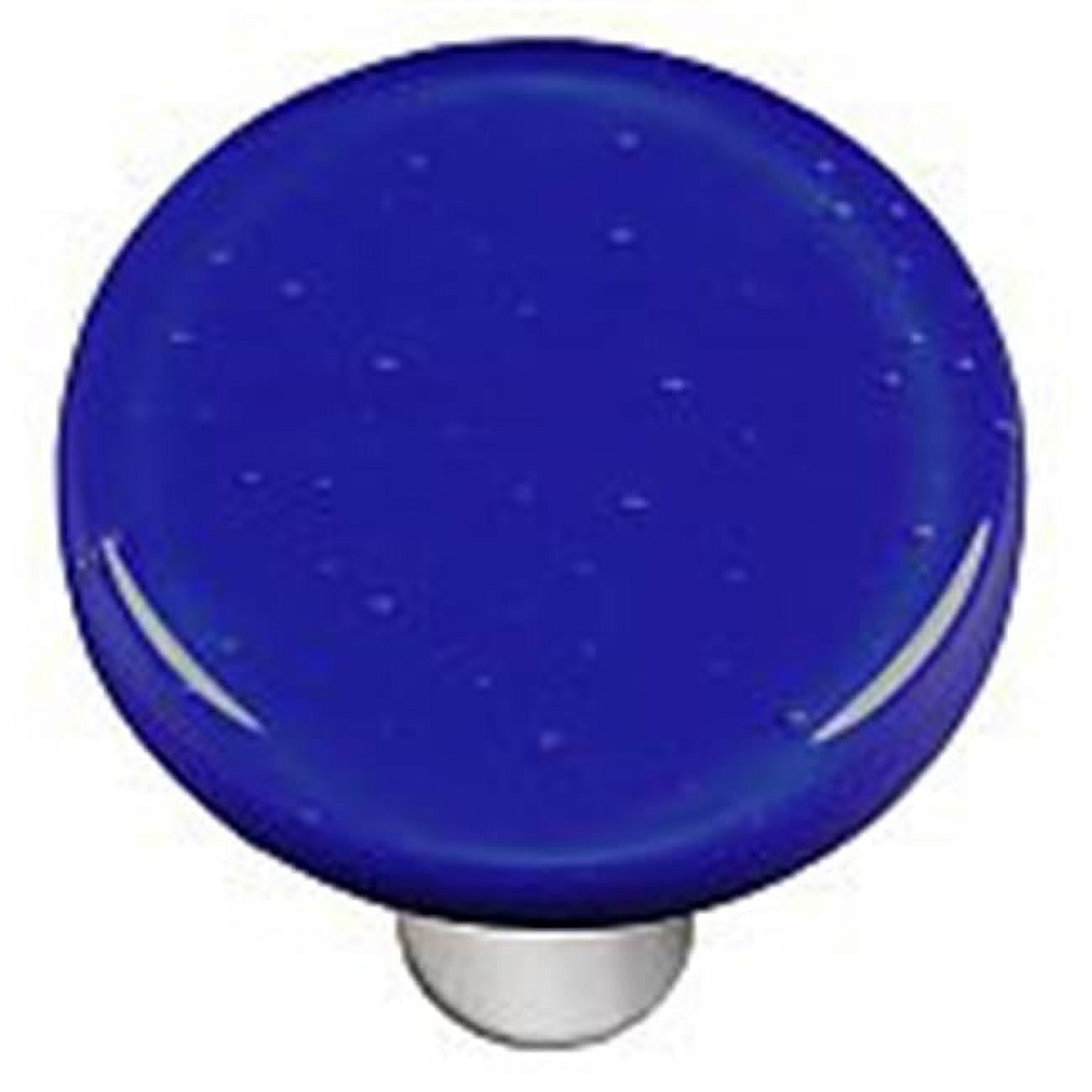Hot Knobs Deep Cobalt Blue Round Glass Cabinet Knob - Aluminum Post ...