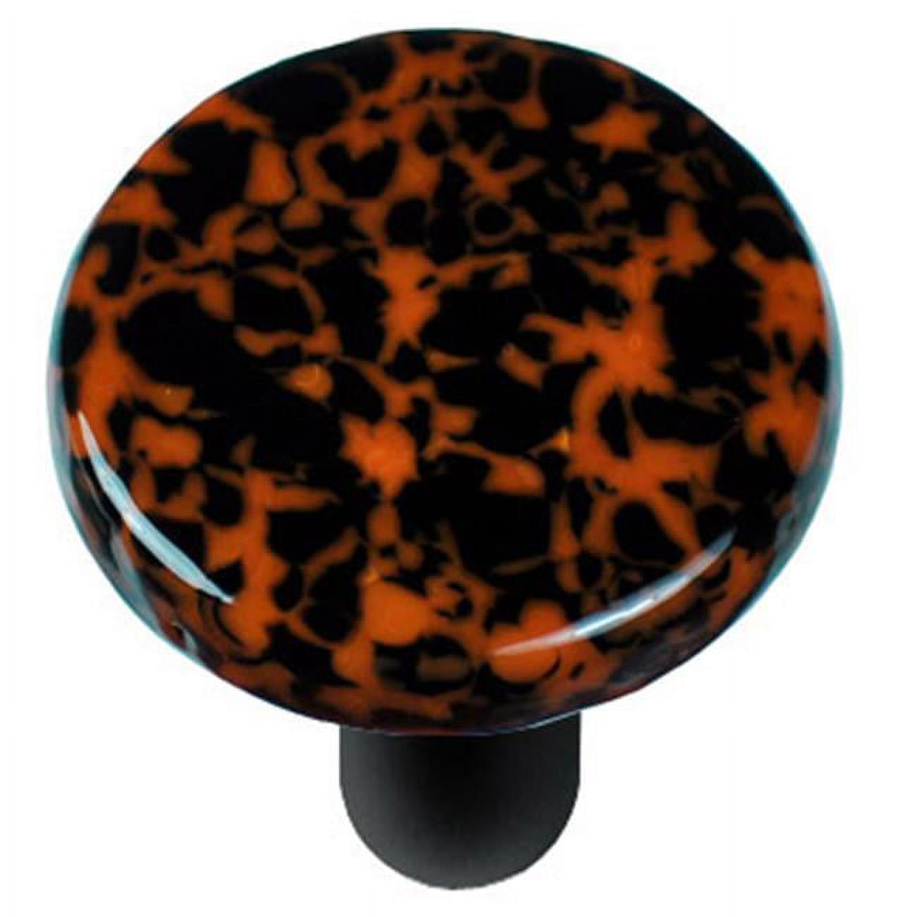 Hot Knobs Granite Black & Orange Round Glass Cabinet Knob - Black Post - Handcrafted Artisan ...
