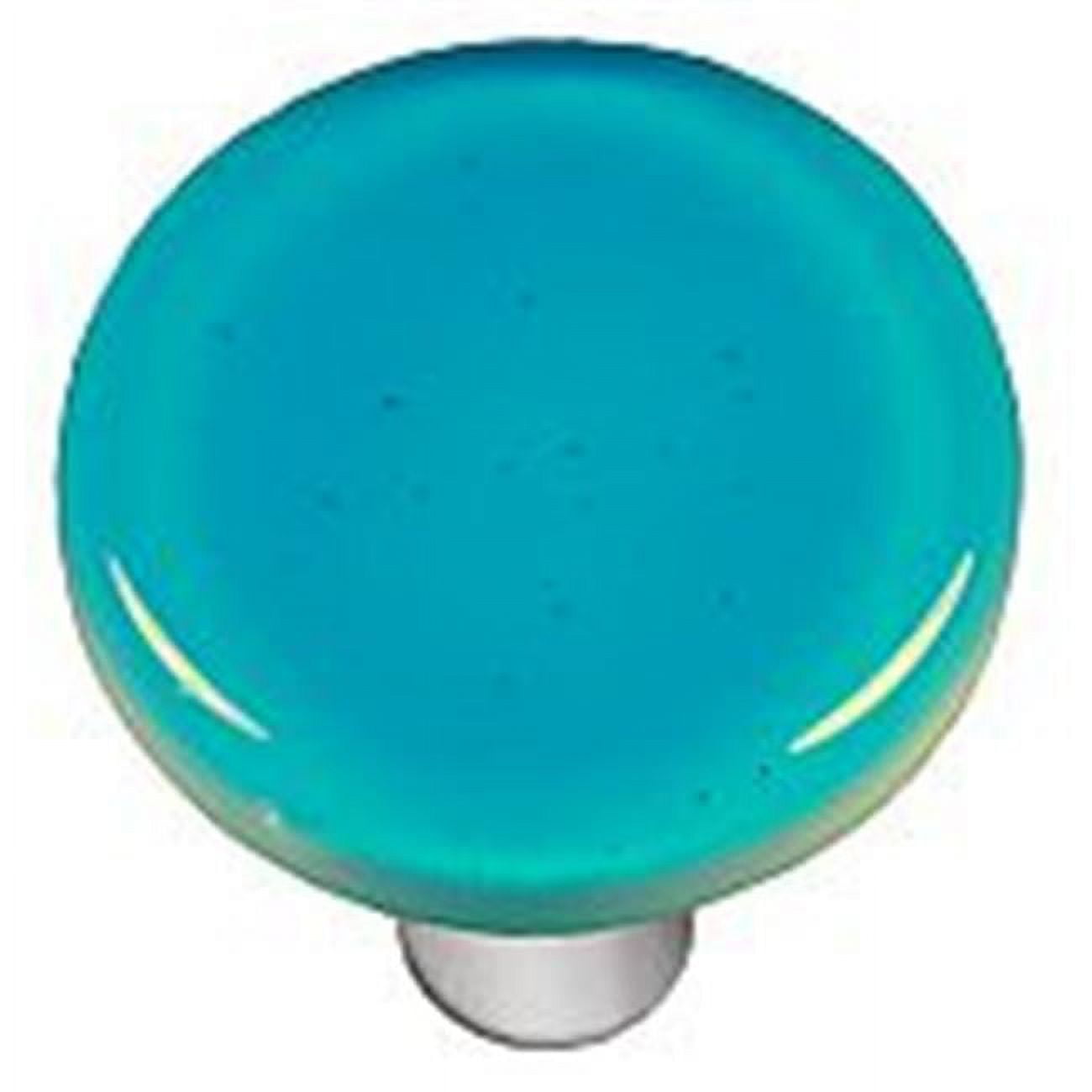 Hot Knobs Turquoise Blue Round Glass Cabinet Knob - Aluminum Post - Handmade Artisan Style Glass ...