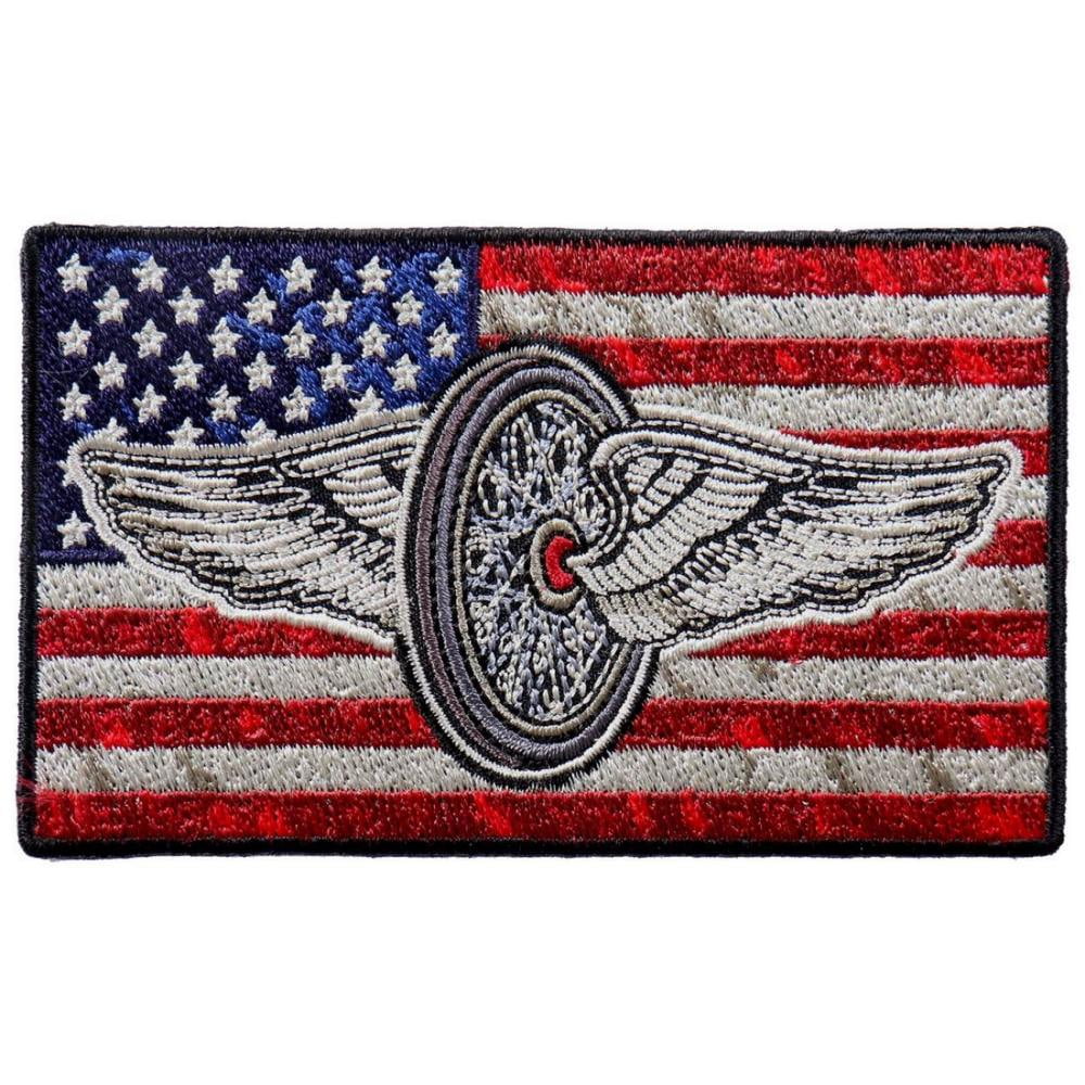 Hot Leathers PPA9923 Flying Wheel Flag 4"x2" Patch 4 Width x 2 Height ...