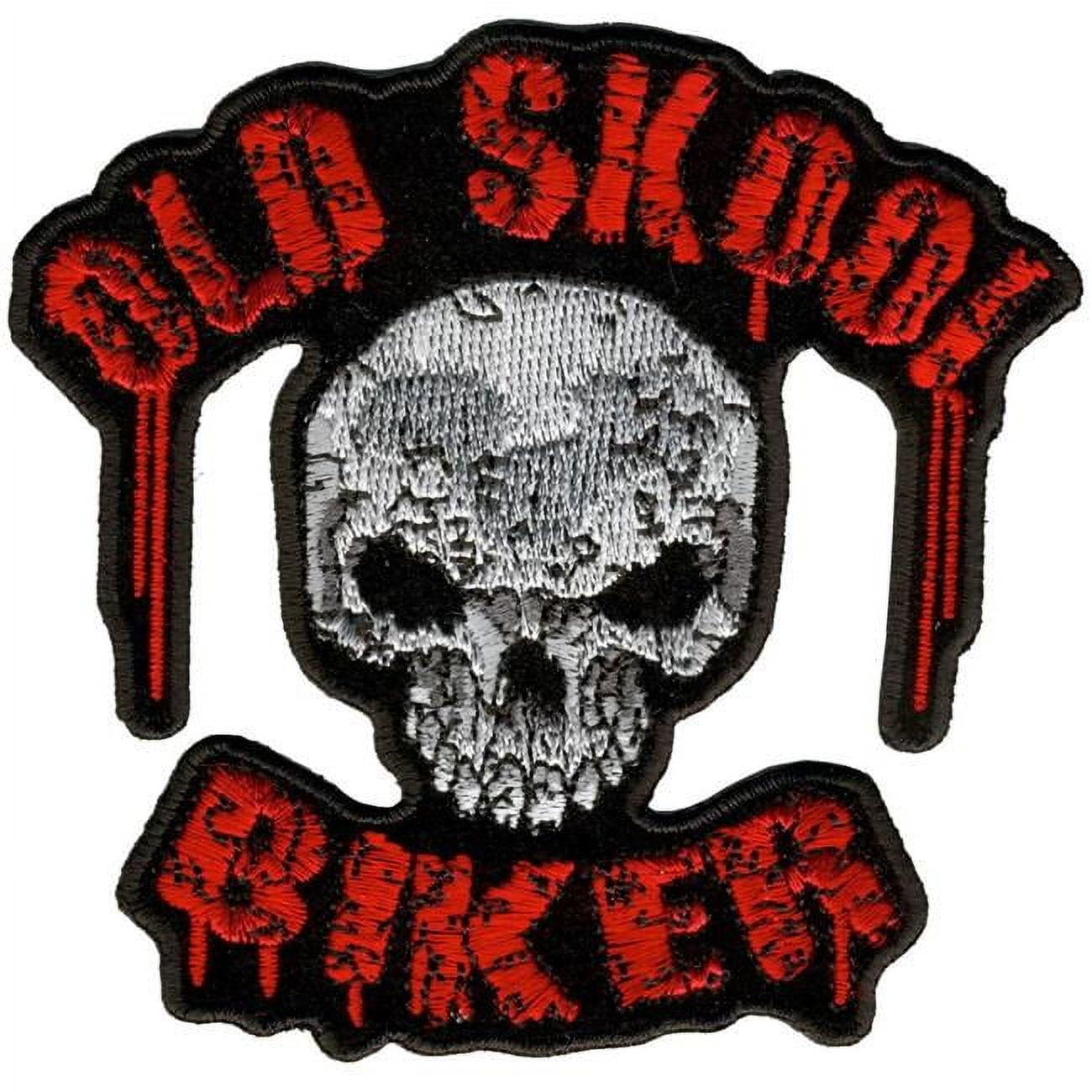 Hot Leathers 4 x 4 in. Old Skool Biker Patch - Black & Red - Walmart.com