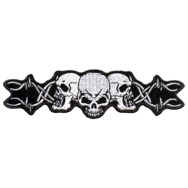 Hot Leathers PPA1052 Barbed Wire Skull Trio Patch 5" x 1" 5 Width x 1 Height Inches - Walmart.com