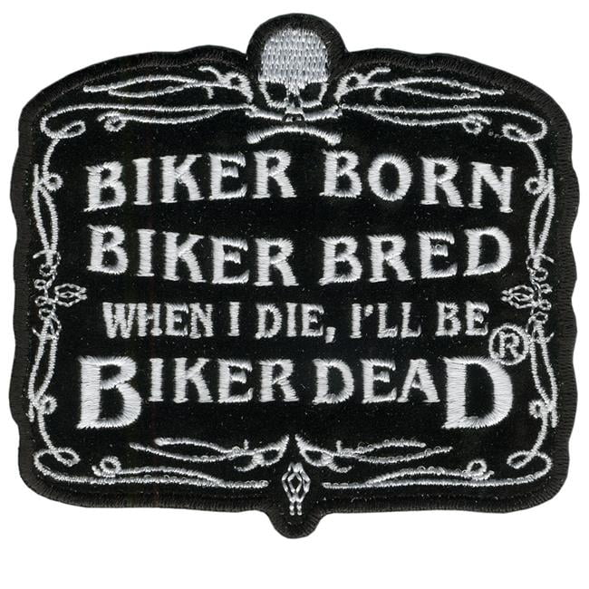 Hot Leathers 9 in. Biker Born Patch - Black & White - Walmart.com