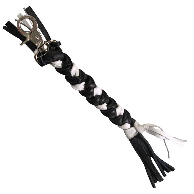 Hot Leathers 9 in. Braided Leather Keychain - Black & White - Walmart.com