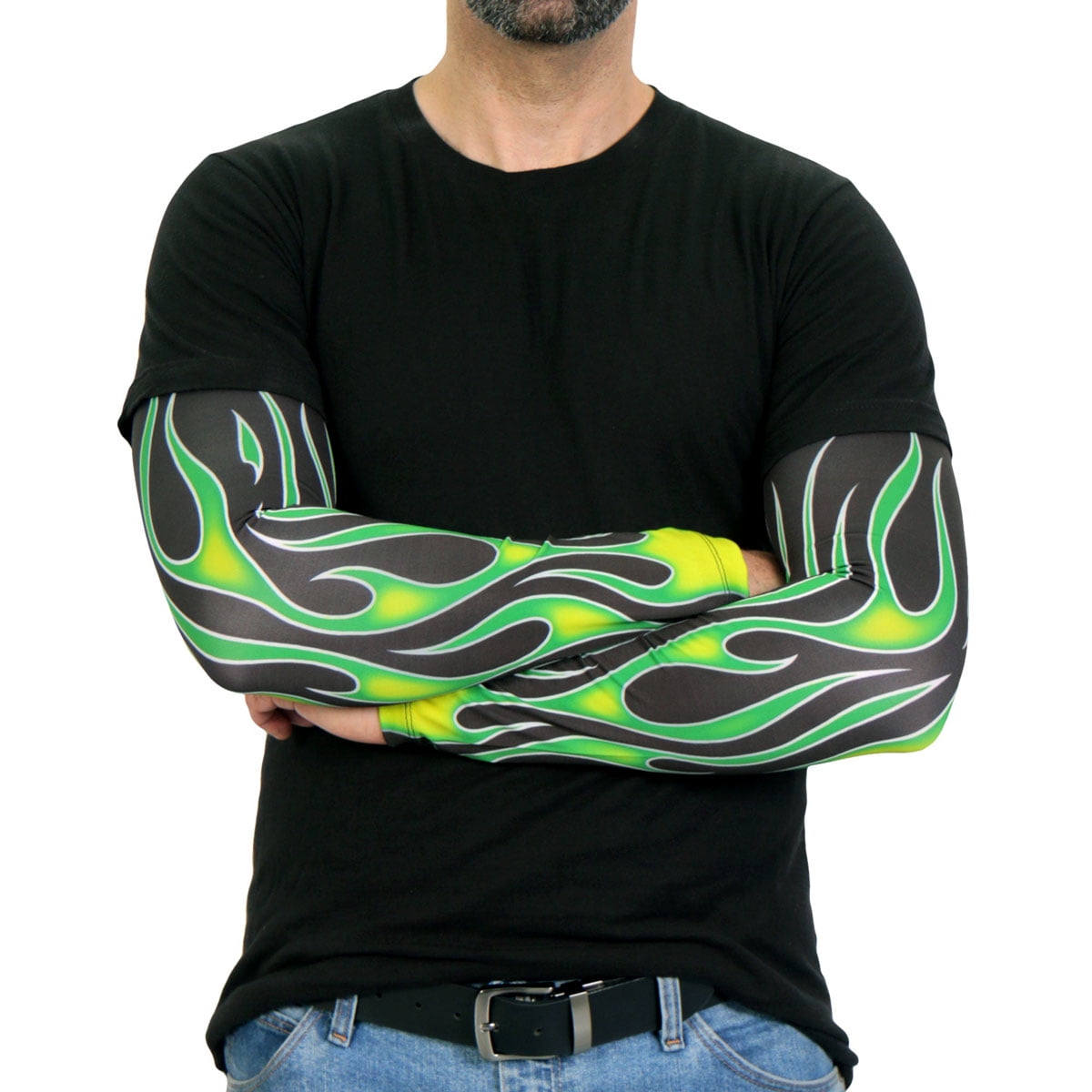 Hot Leathers ARM1006 Flames Green Arm Sleeve One Size Fits Most ...
