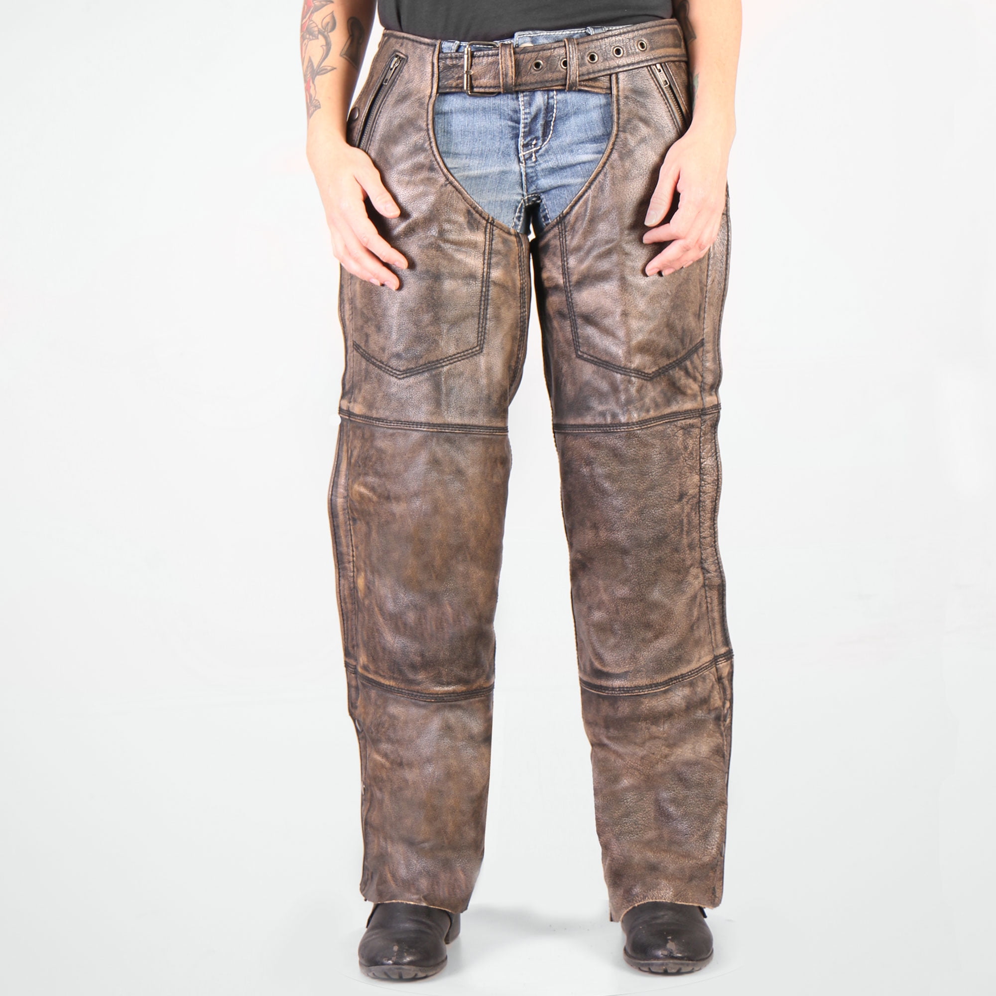 Hot Leathers CHM1008 Unisex Distressed Brown Premium Motorcycle Leather ...