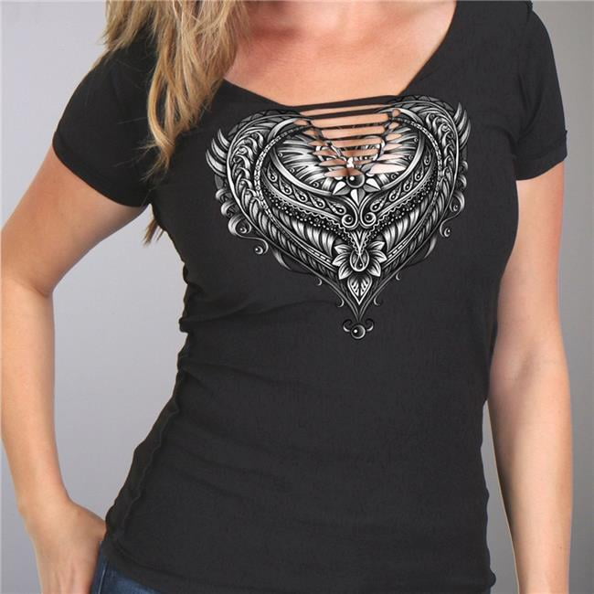 Hot Leathers gld1435 Cut-Out Ornate Angel Wings Ladies Short Sleeve ...