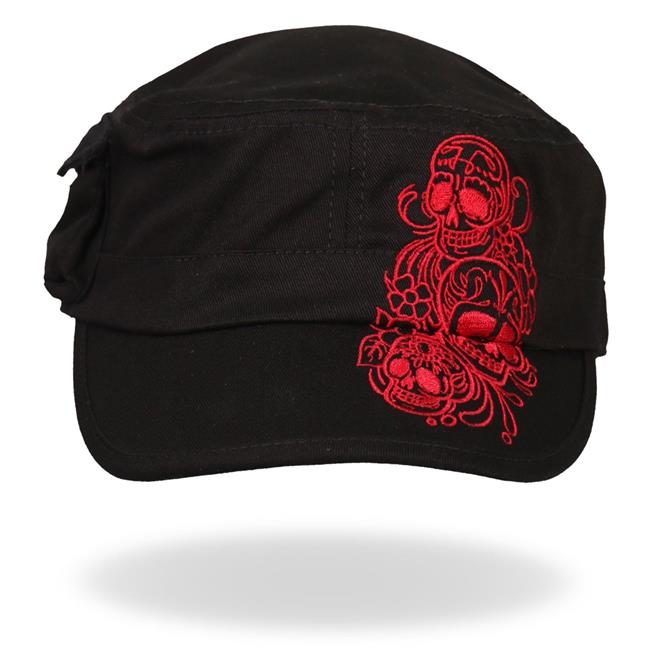 Hot Leathers Doll Skulls Ladies Cadet Cap - Black - Adjustable Size ...
