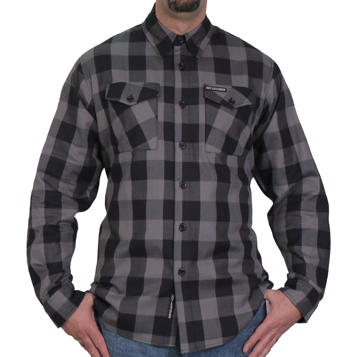 Hot Leathers FLM2001 Men's Black and Gray Long Sleeve Flannel Shirt 2X ...
