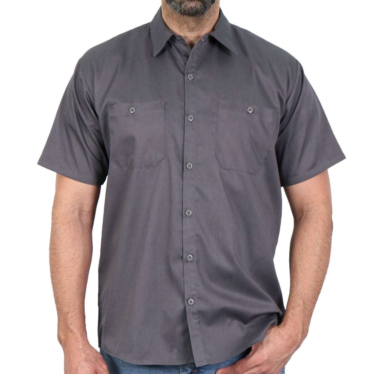 Hot Leathers GMM1010 Men's Mechanic Charcoal Button Up Heavy-Duty Work ...