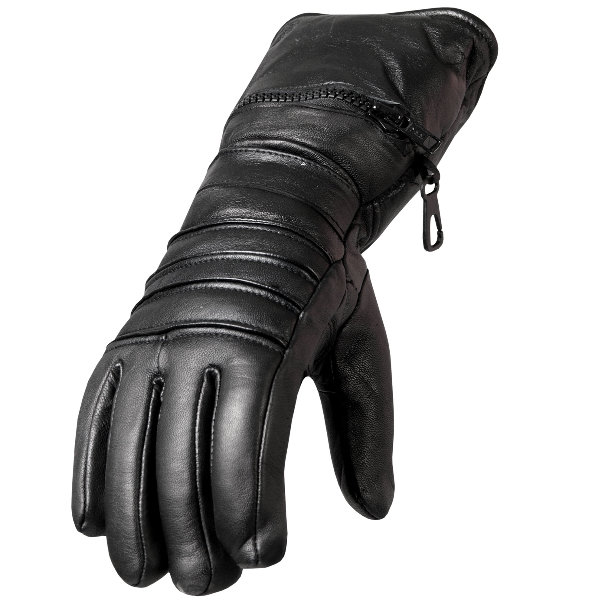 Hot Leathers GVM1001 Unisex Black Leather Gauntlet Glove with Quilted ...