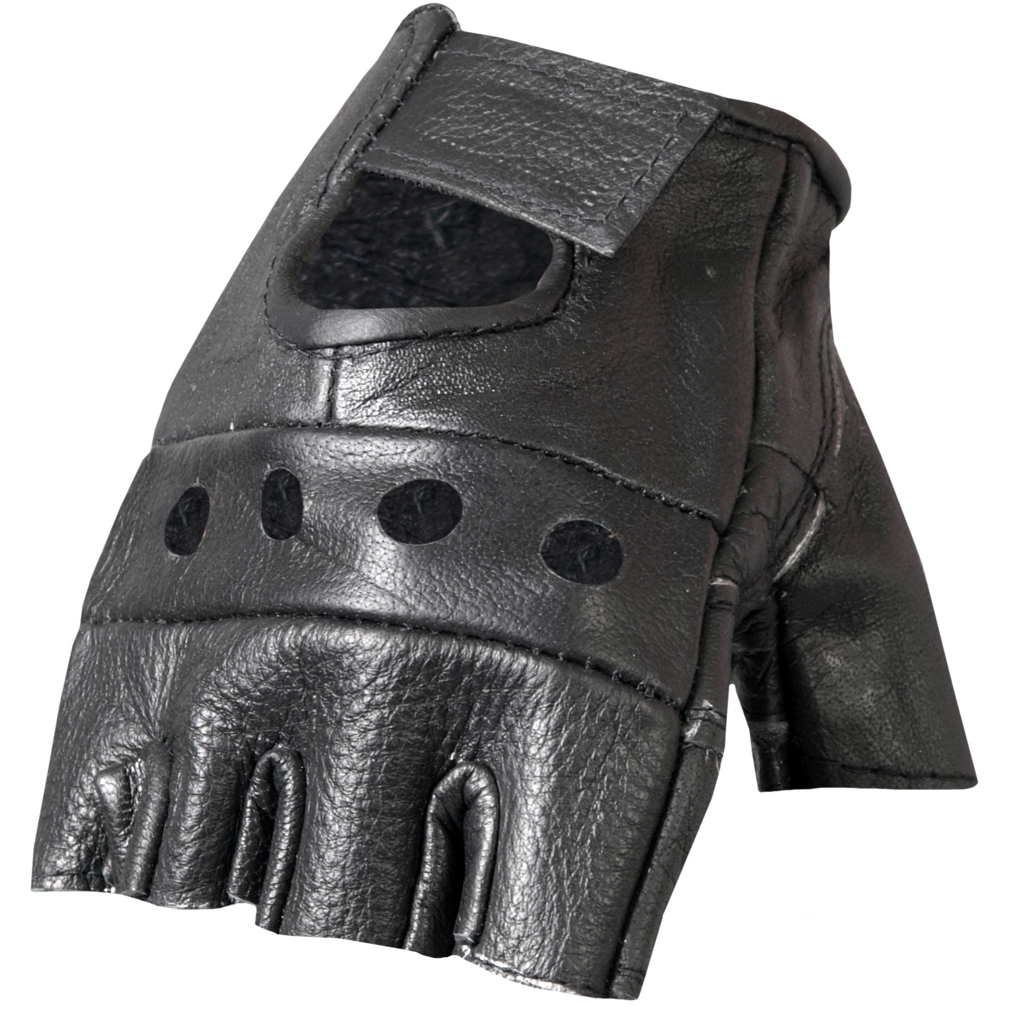 Hot Leathers GVM1004 Unlined Fingerless Leather Gloves with Padded Palm ...