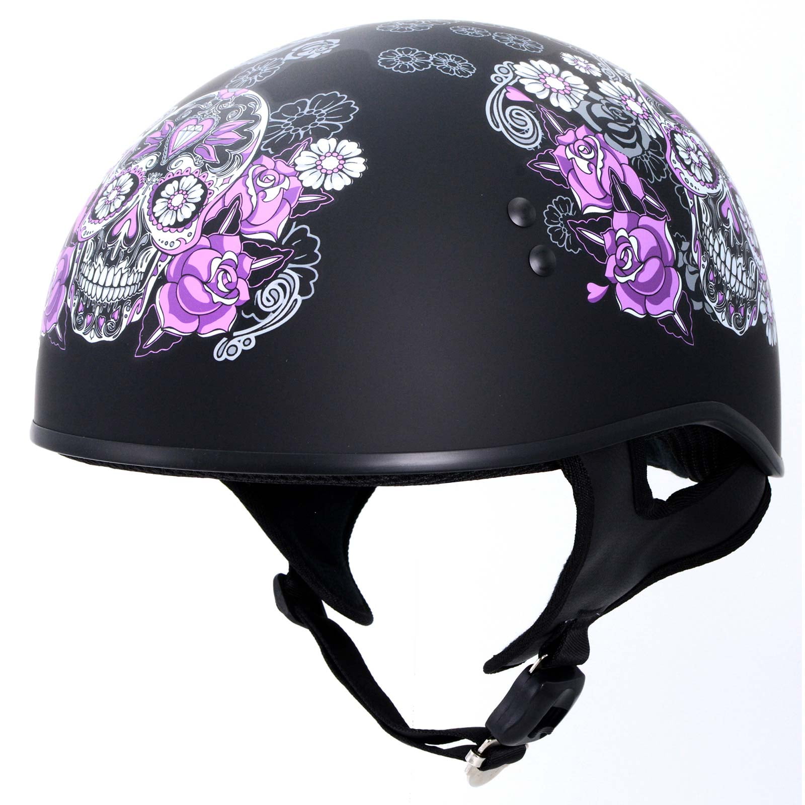 Hot Leathers HLD1031 'Sugar Skull' Flat Black Motorcycle DOT Approved ...