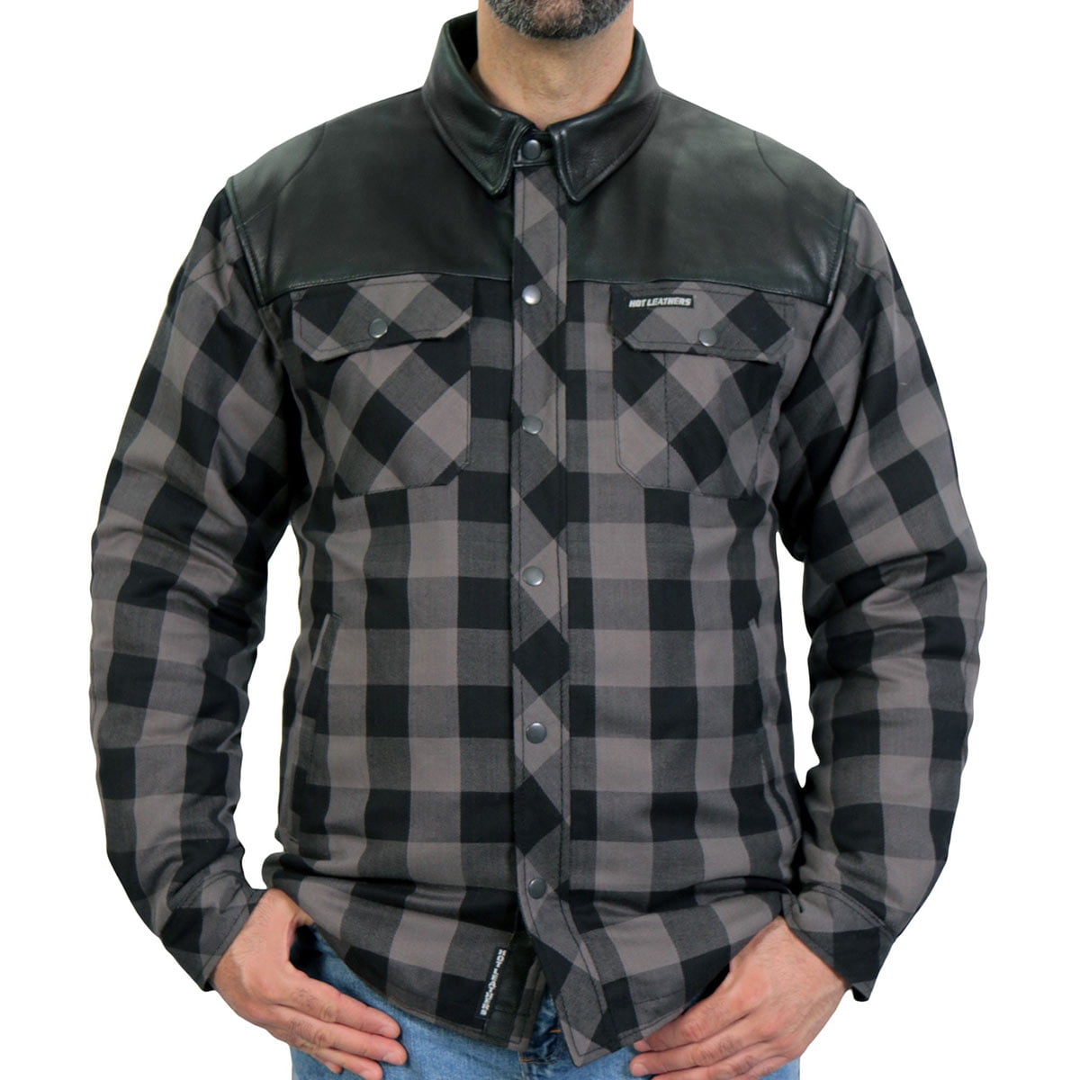 Hot Leathers JKM3203 Men's Grey and Black Kevlar Reinforced Leather and ...
