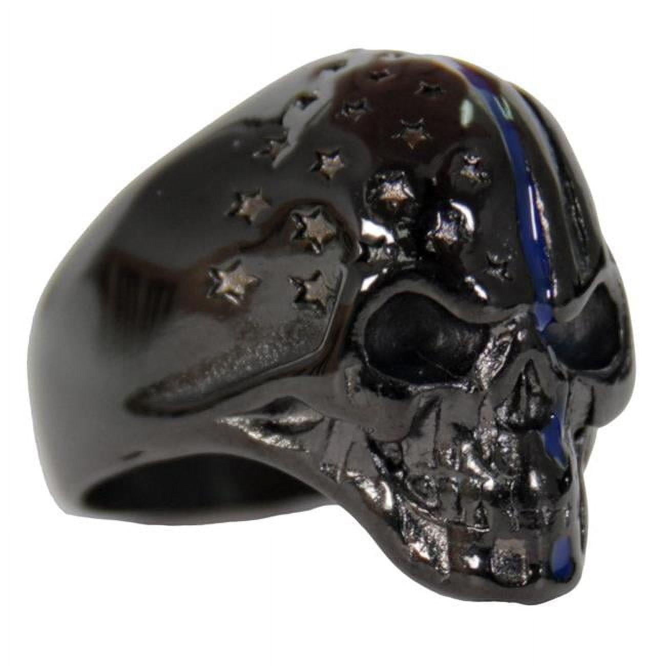 Hot Leathers JWR2130 Men's Black 'Police Flag Skull' Stainless Steel ...