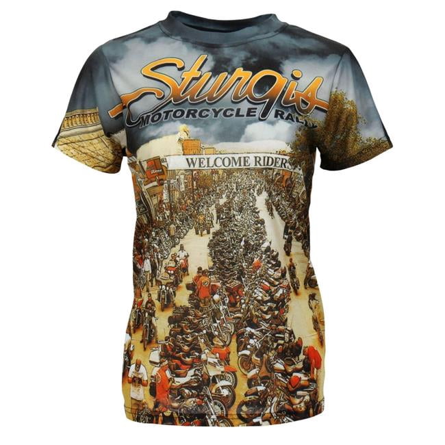 Hot Leathers Ladies Sturgis Main Street Fitted 3D All Over Printed T ...