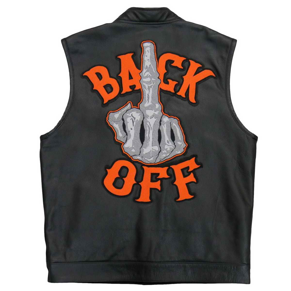 Hot Leathers VSM2002 Men's Black 'Back Off Finger' Leather Vest Medium ...
