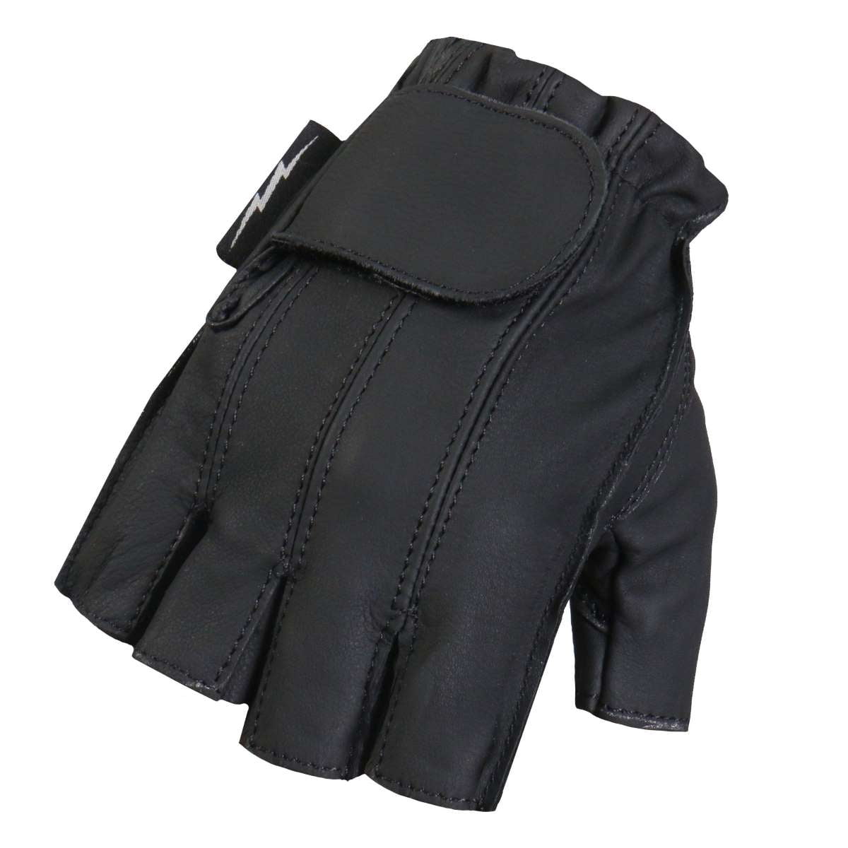 Hot Leathers Midnight Matte Fingerless Leather Gloves GVM1031 Large ...
