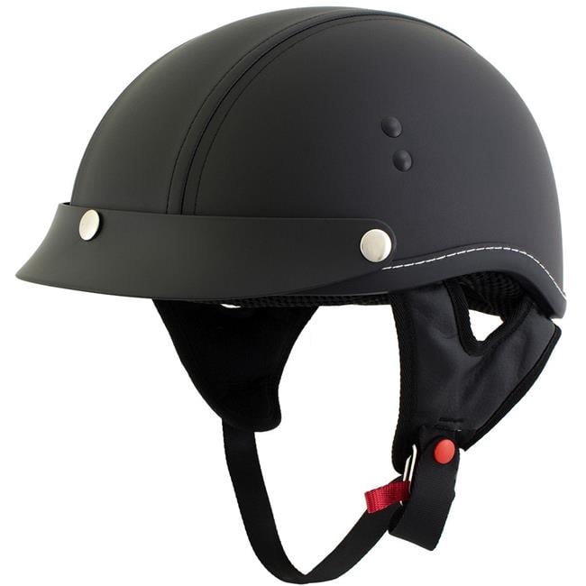 Hot Leathers Outlaw T70 Dark Rider Advance DOT Leather Like Half Helmet ...