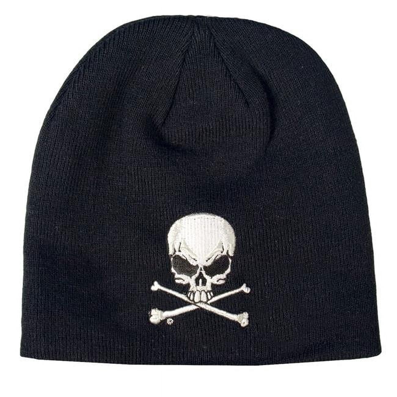 Hot Leathers Skull & Crossbones Knit Cap - Black - One Size Fits Most ...