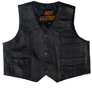 Maxam Medium Buffalo Leather Motorcycle Vest for Men - Stylish, Fuel ...